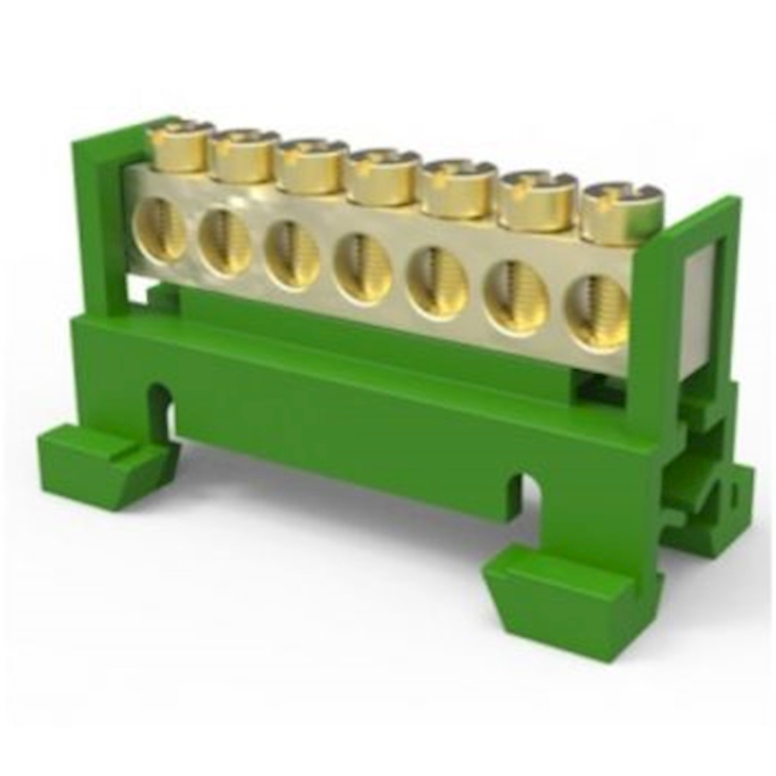 BORNEIRA 7 FUROS COM SUPORTE DIN VERDE - WK Elétrica